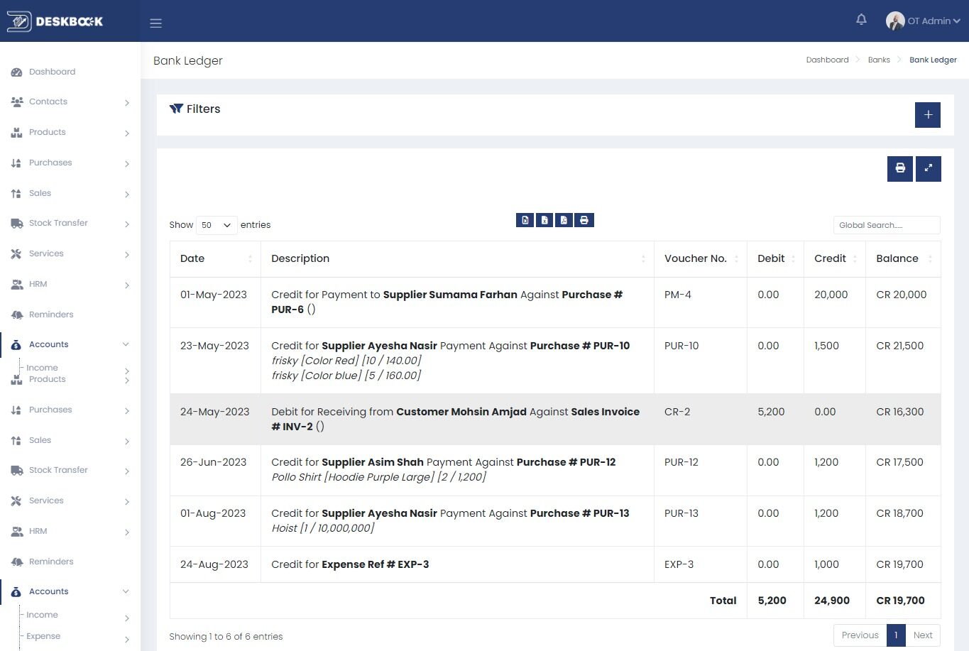 Bank Ledgers & Tax management - Deskbook Cloud